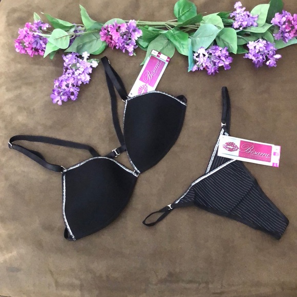 Besame | Intimates & Sleepwear | New Beautiful Black Bra 34 And Thong L ...
